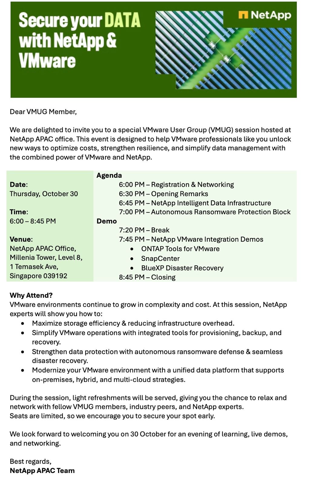 AC Event: Singapore VMUG Secure your DATA with NetApp & VMware