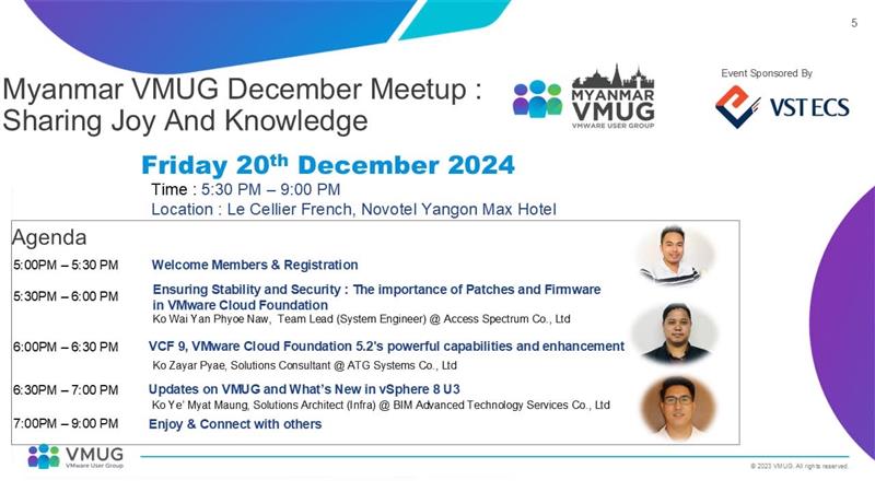 AC Event: VMUG December Meetup : Sharing Joy and Knowledge with Myanmar ...
